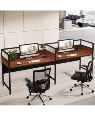 Tribesigns 94.48" Two-Person Office Desk with Privacy Panel, Long ...