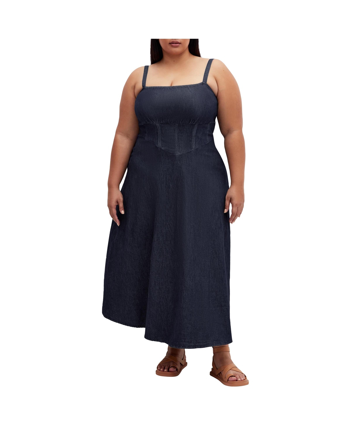 Click here for City Chic Plus Size Denim Corset Dress - Dark deni... prices