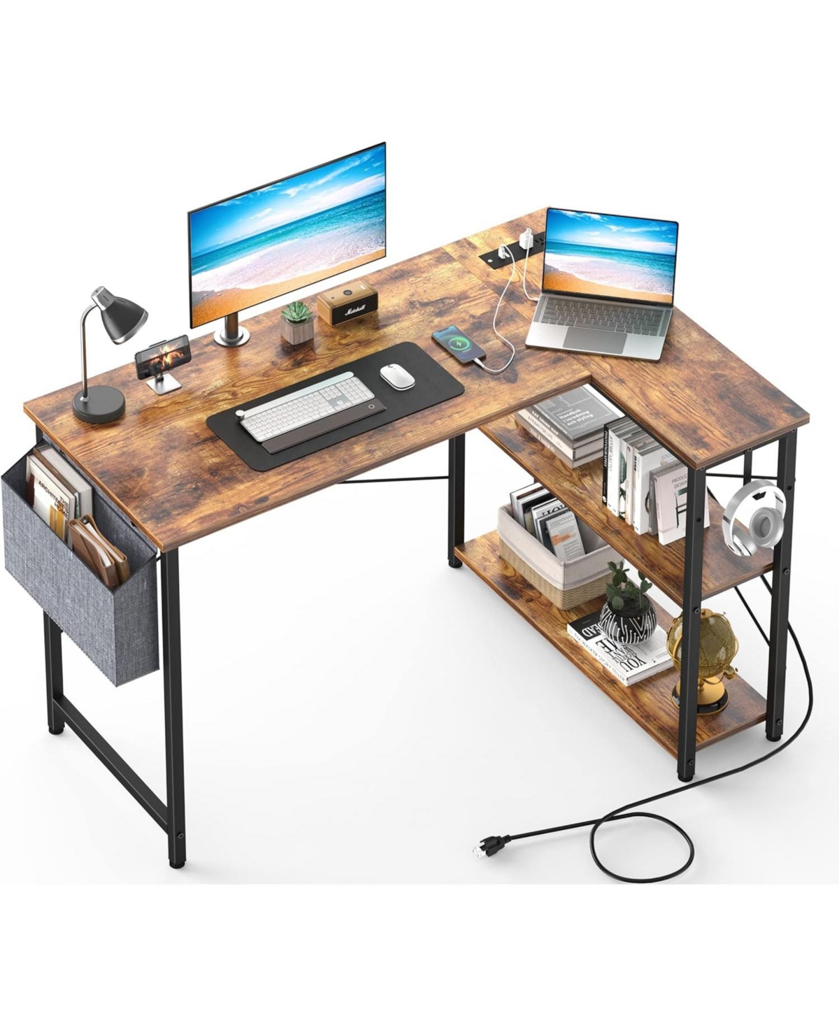 Click here for Mr Ironstone L Shaped Desk with Outlets & Usb Port... prices