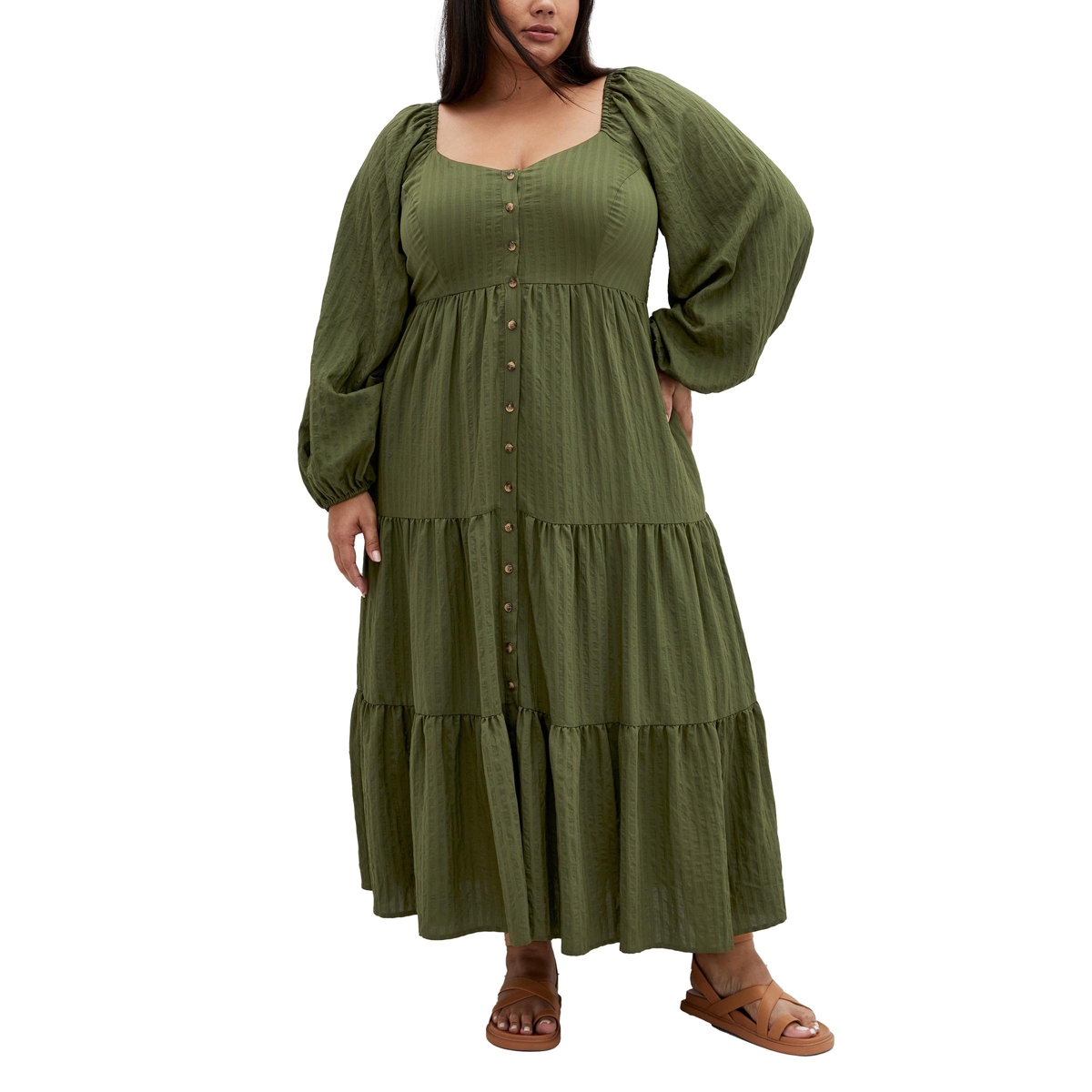 Click here for City Chic Plus Size Portia Dress - Dark olive prices