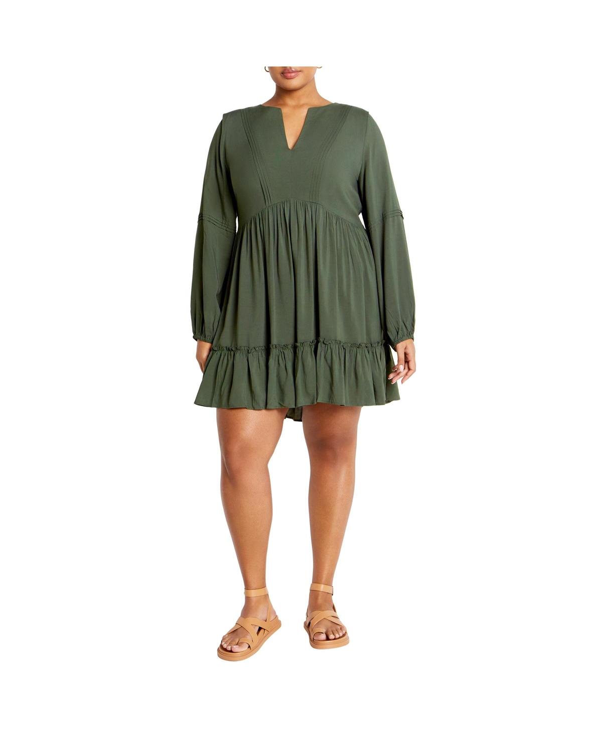 Click here for City Chic Plus Size Alinda Mini Dress - Khaki prices