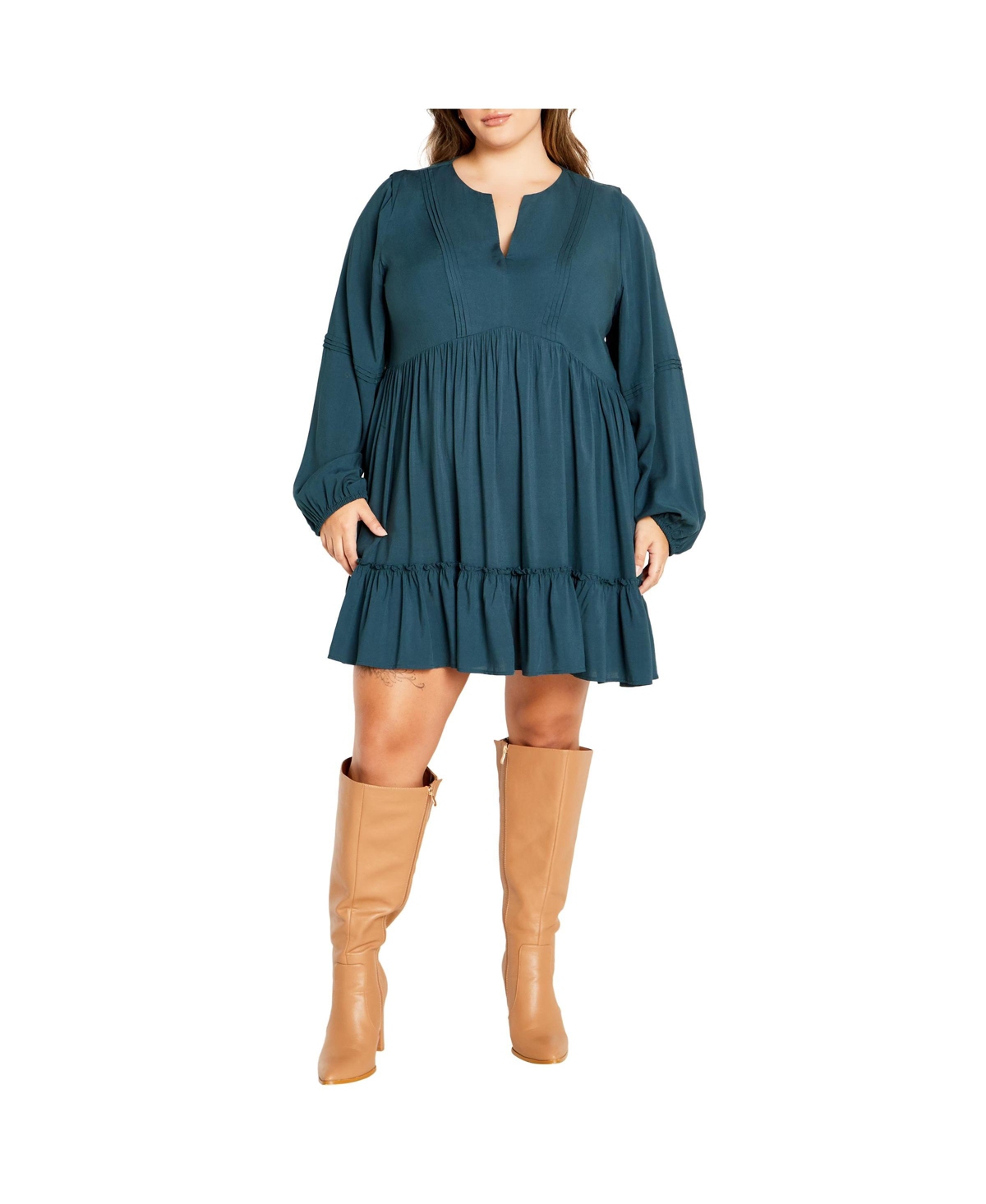 Click here for City Chic Plus Size Alinda Mini Dress - Aegean prices