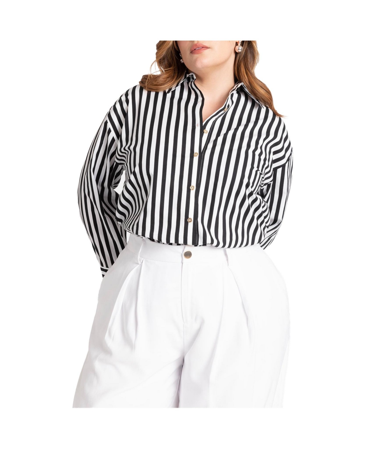 Click here for Eloquii Womens Plus Size Preppy Striped Button Dow... prices