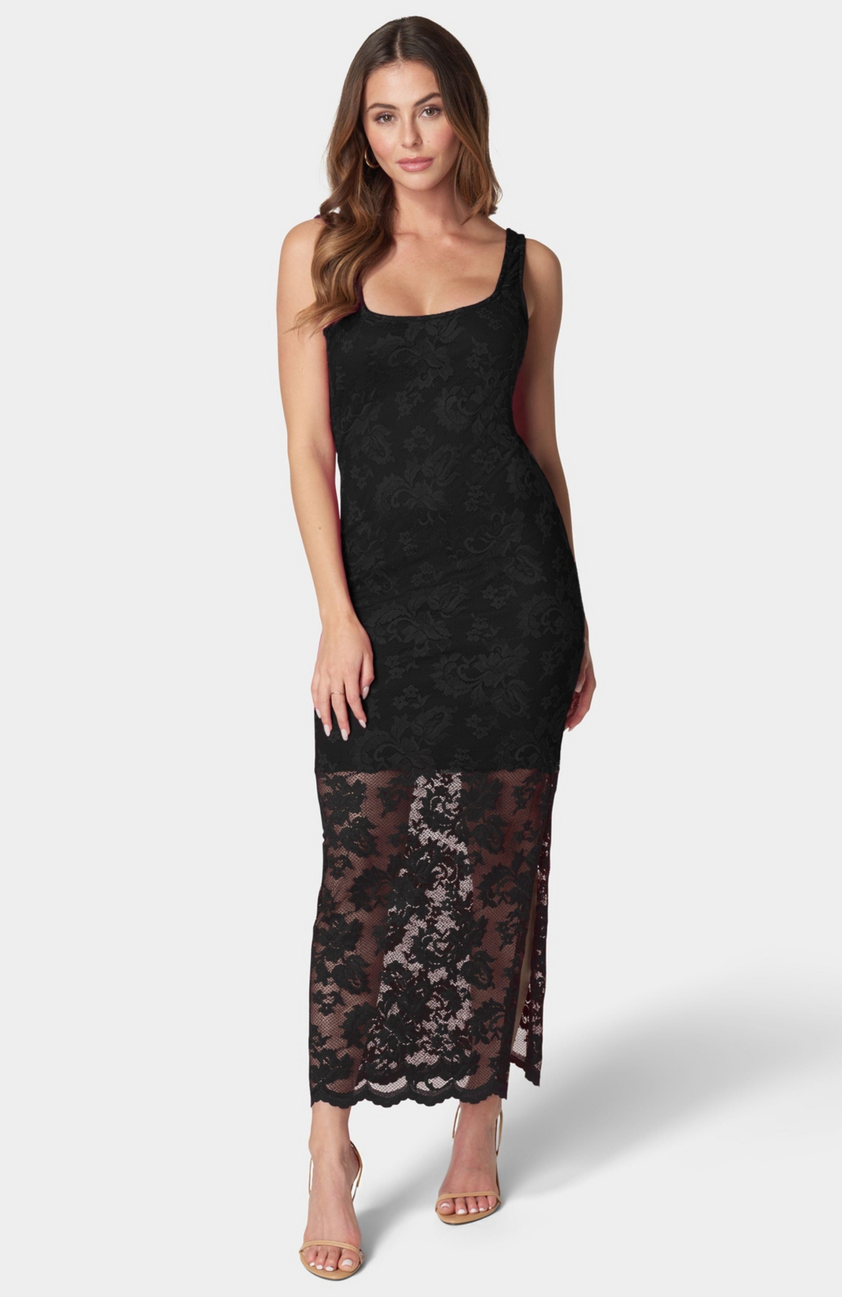 Click here for Bebe Womens Lace Square Neck Maxi Dress - Black prices
