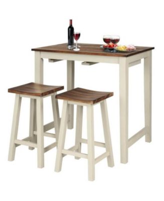 Small Space Counter Height Table Set – 3-Piece Bar Table with 2 ...