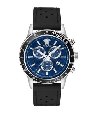 Versace Men's Sport Chrono Silver Stainless Steel and Leather Strap ...