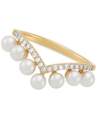 Honora Cultured Ming Pearl (3-1/2 - 4mm) & Diamond (1/6 ct. t.w ...