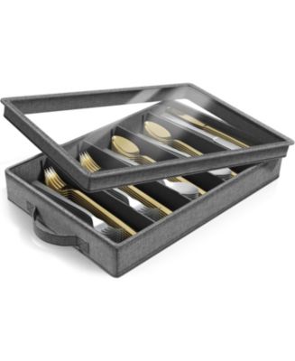 Sorbus Flatware Storage Chest with Clear Lid, Great Fabric Container ...