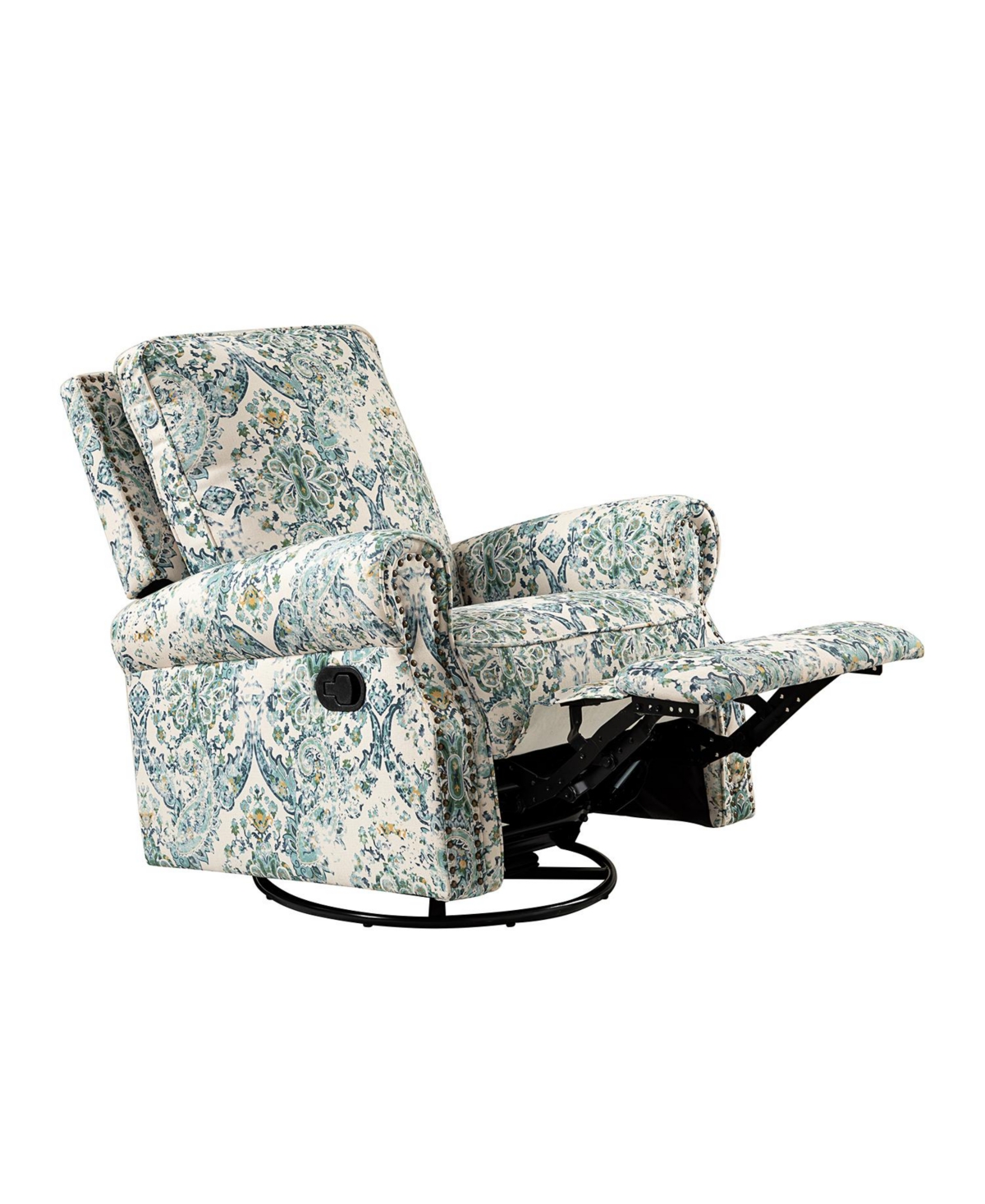 Click here for Evelia Floral Swivel Rocker Manual Recliner - Blue prices