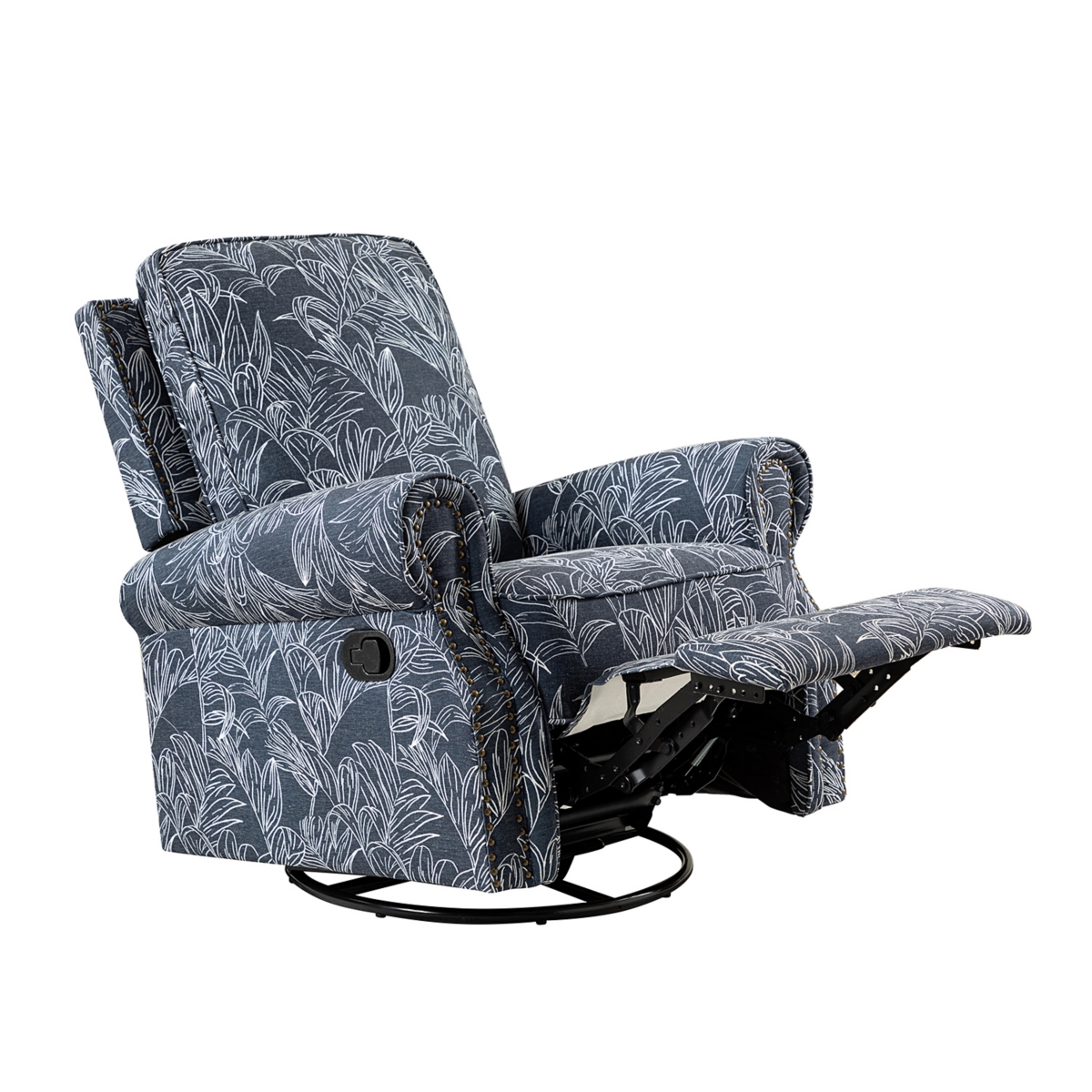 Click here for Evelia Floral Swivel Rocker Manual Recliner - Navy prices