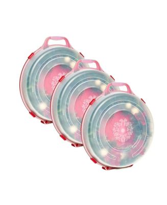 Homz 24 Inch Seasonal Holiday Christmas Plastic Wreath Storage Box, Red ...