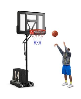 Gymax Portable Basketball Hoop System w/ Easy Height Adjustment from 7. ...