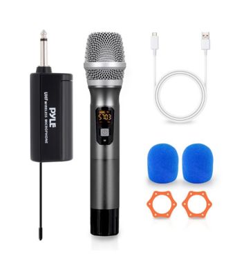 Pyle UHF Wireless Handheld Microphone System with Receiver, USB ...