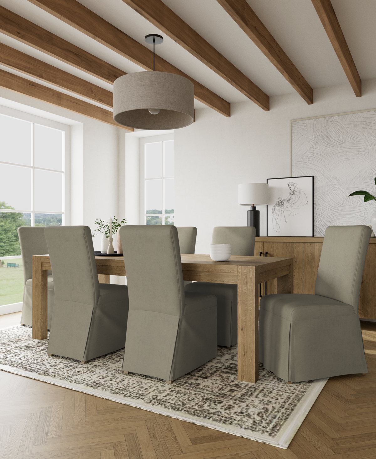 Click here for 7pc Dining Set (Davie Rectangular Table & 6 Estby... prices