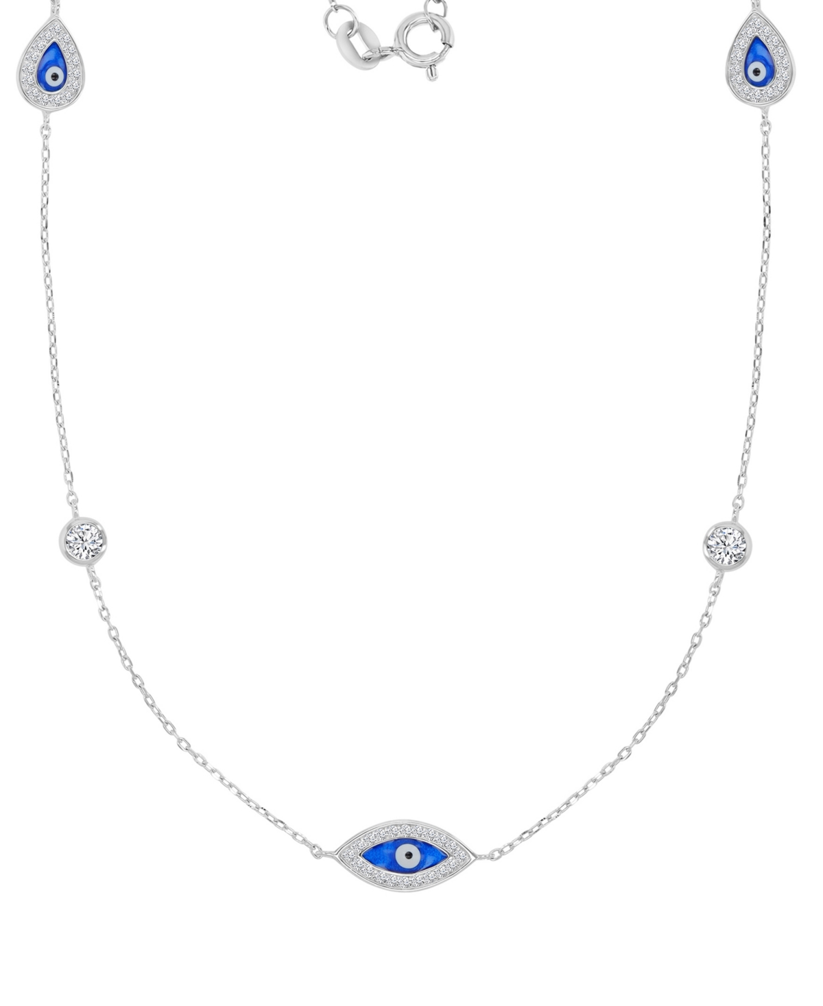 Click here for Macys Cubic Zirconia Evil Eye Stations Necklace in... prices