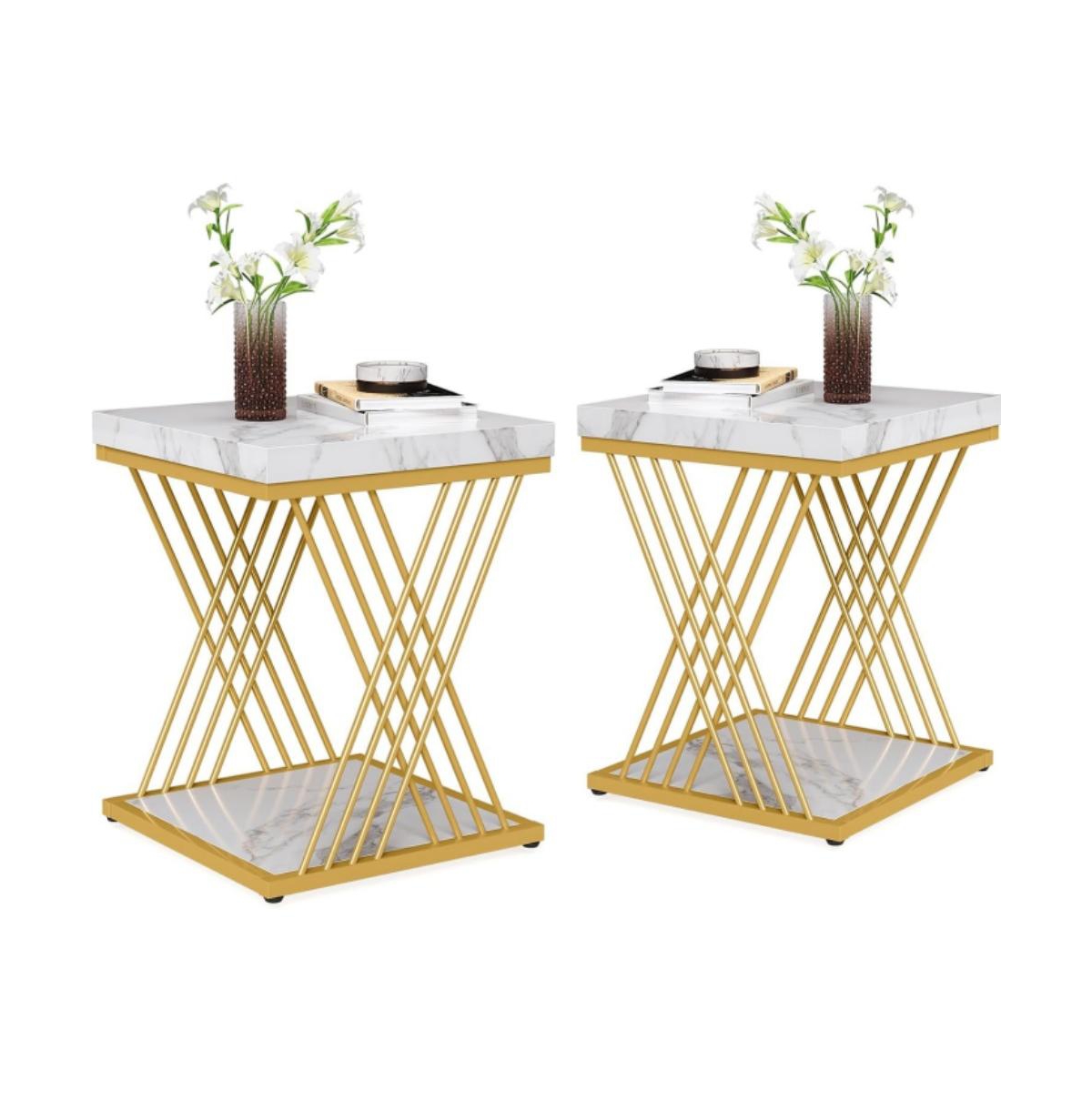 Click here for Tribesigns Set of 2 Square End Table  White Gold 2... prices
