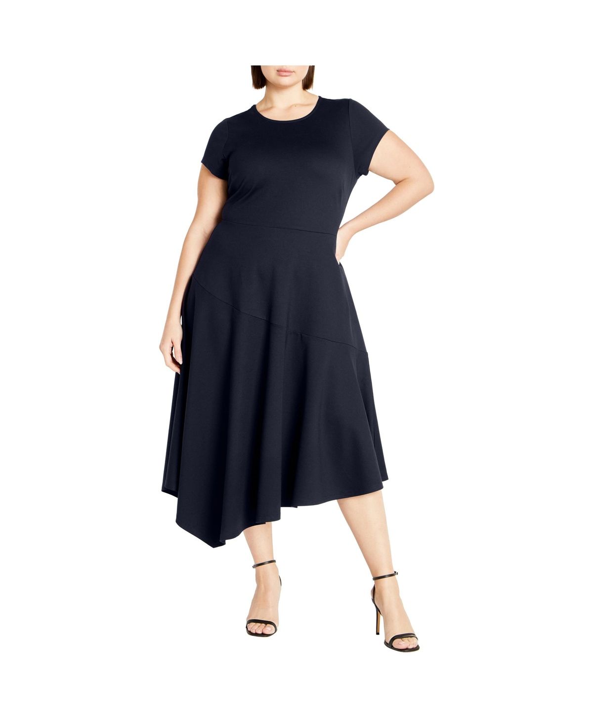Click here for City Chic Plus Size Ponte Flare Dress - Navy prices