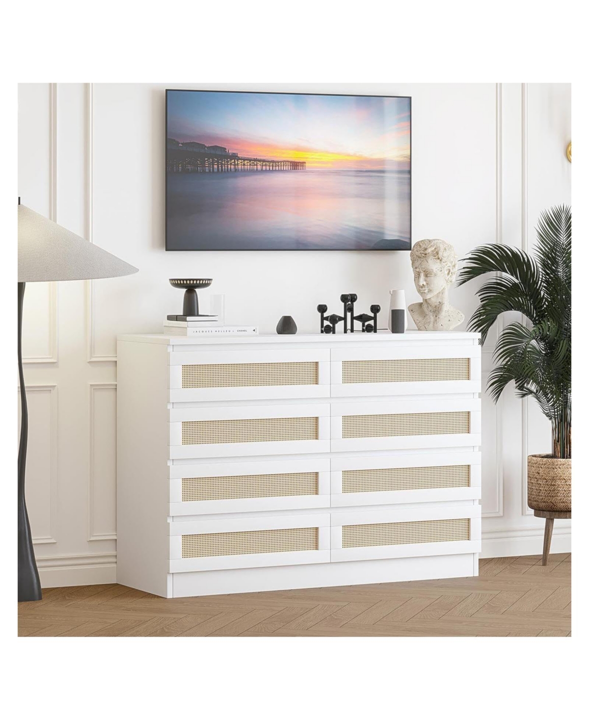 Click here for gaomon 8 Drawer Modern Rattan Dresser Chest - Vers... prices