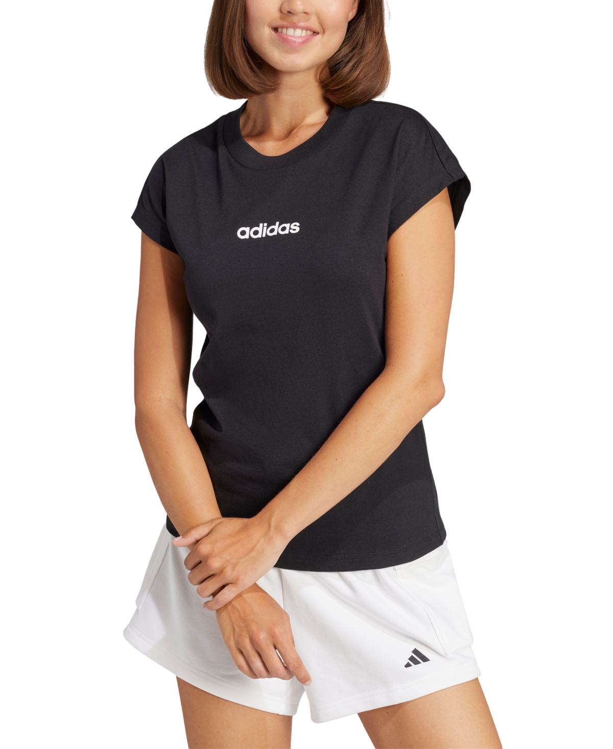 Click here for adidas Womens Essentials Linear Cotton T-Shirt - B... prices