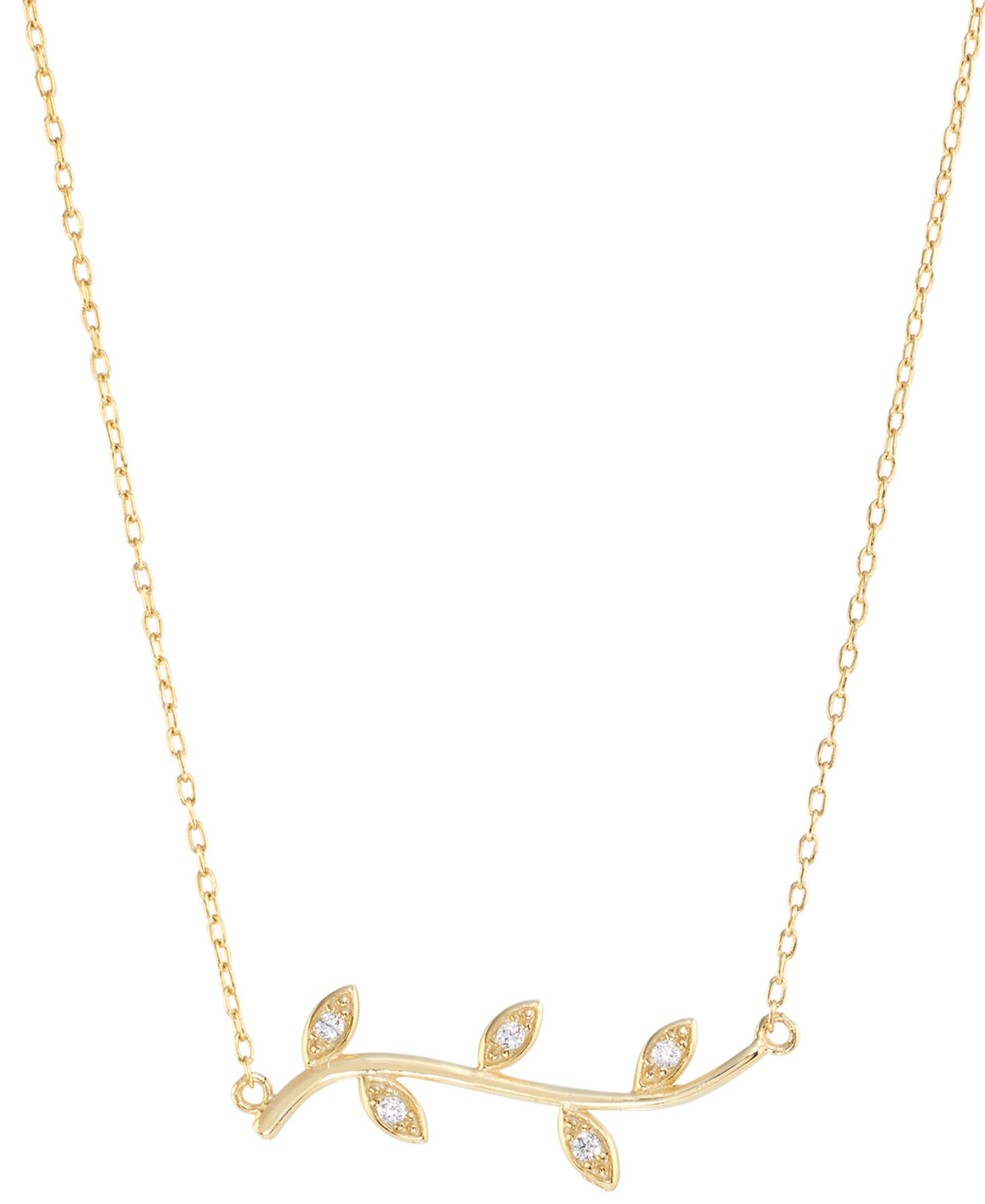 Click here for Cubic Zirconia Vine Pendant Necklace in 14k Gold-P... prices