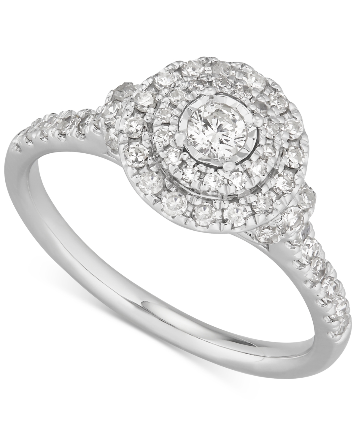 Click here for Macys Diamond Halo Ring (1/2 ct. t.w.) in 10k Whit... prices