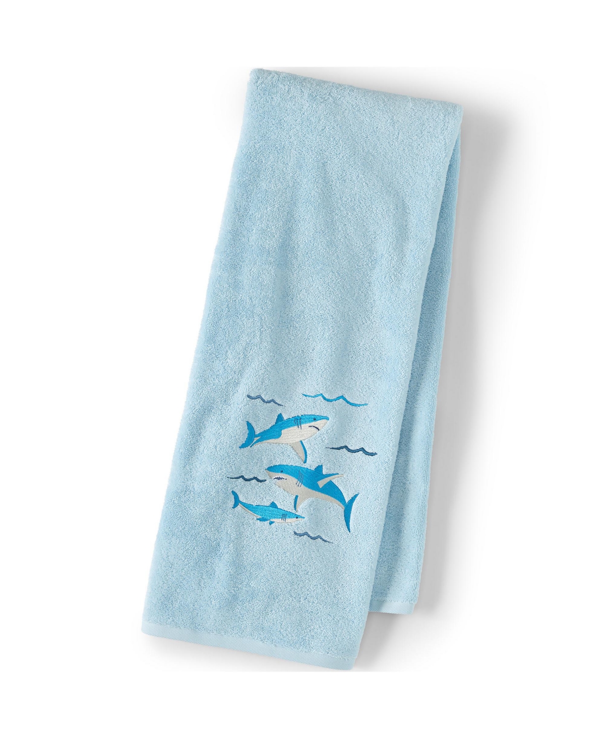 Click here for Lands End Kids Cotton Applique Bath Towel - Aqua s... prices