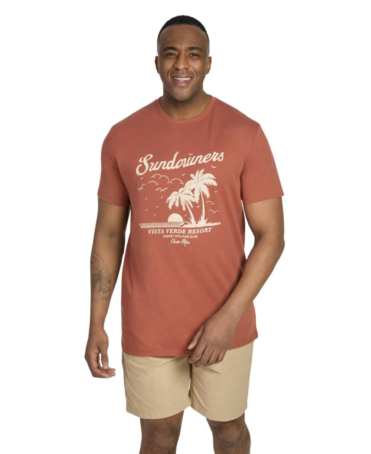 Click here for Johnny Bigg Mens Tropical Longline Tee - Clay prices