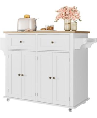 gaomon Kitchen Island Cart with Solid Wood Top, Portable Rolling ...