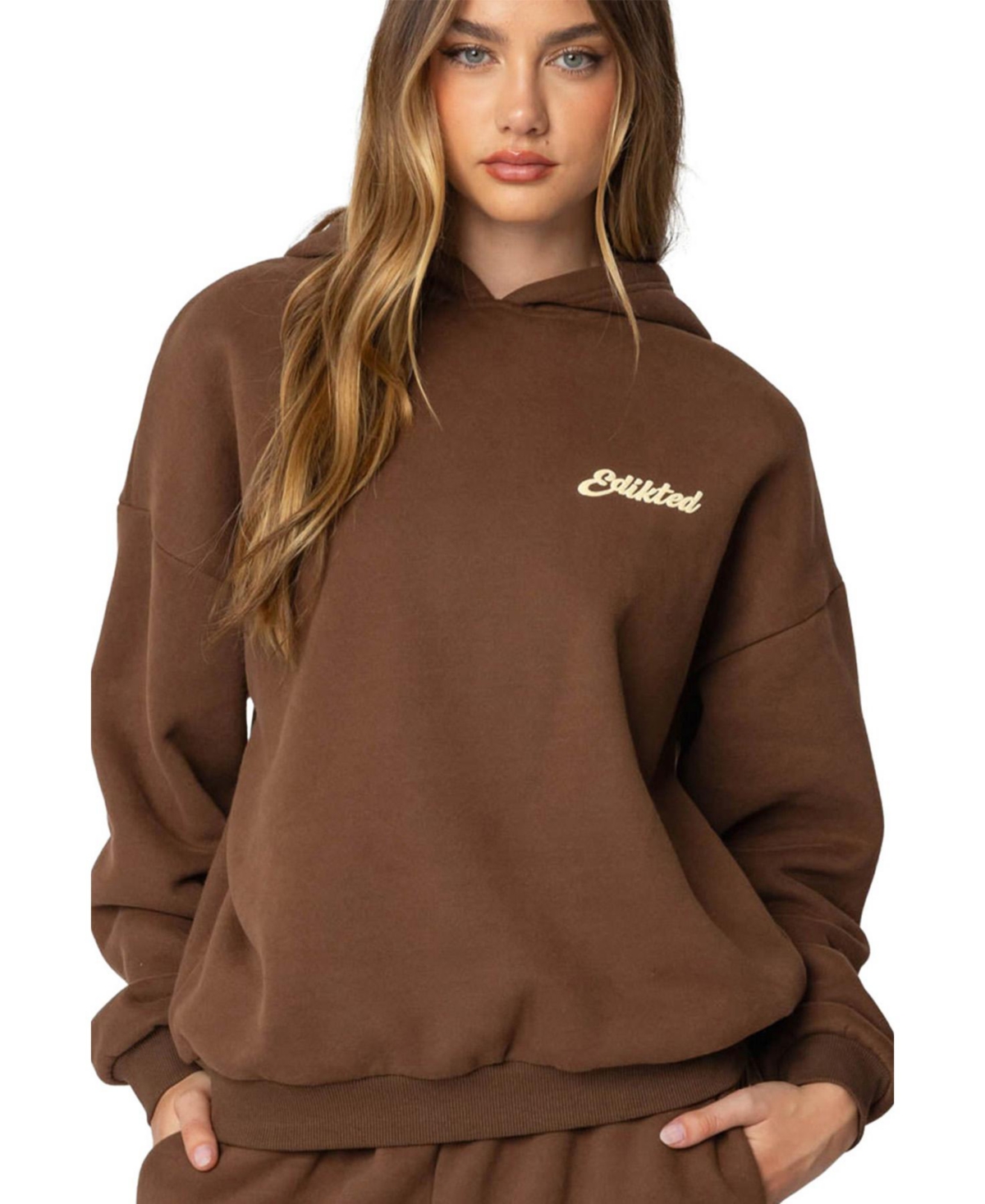 Click here for Edikted Womens So Sporty Hoodie - Brown prices