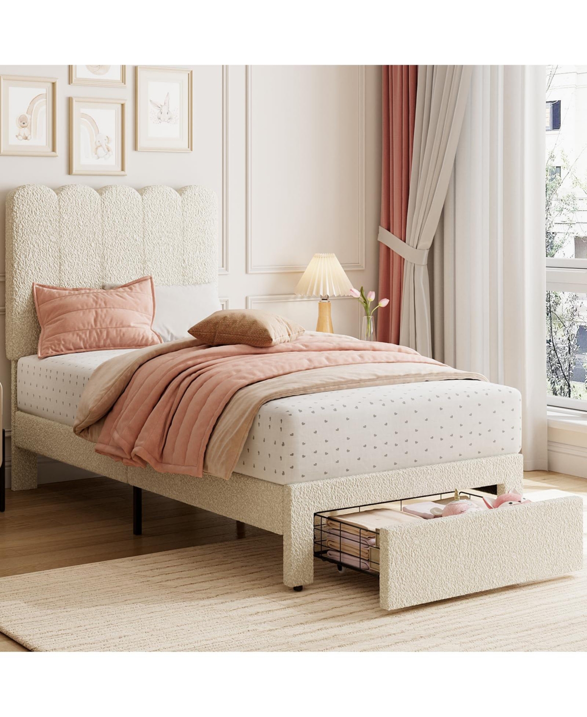 Click here for gaomon Twin Bed Frame with Under-Bed Drawer  White... prices