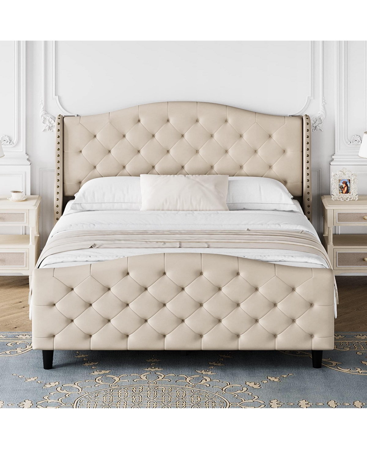 Click here for gaomon Queen Size Velvet Platform Bed Frame w/Head... prices