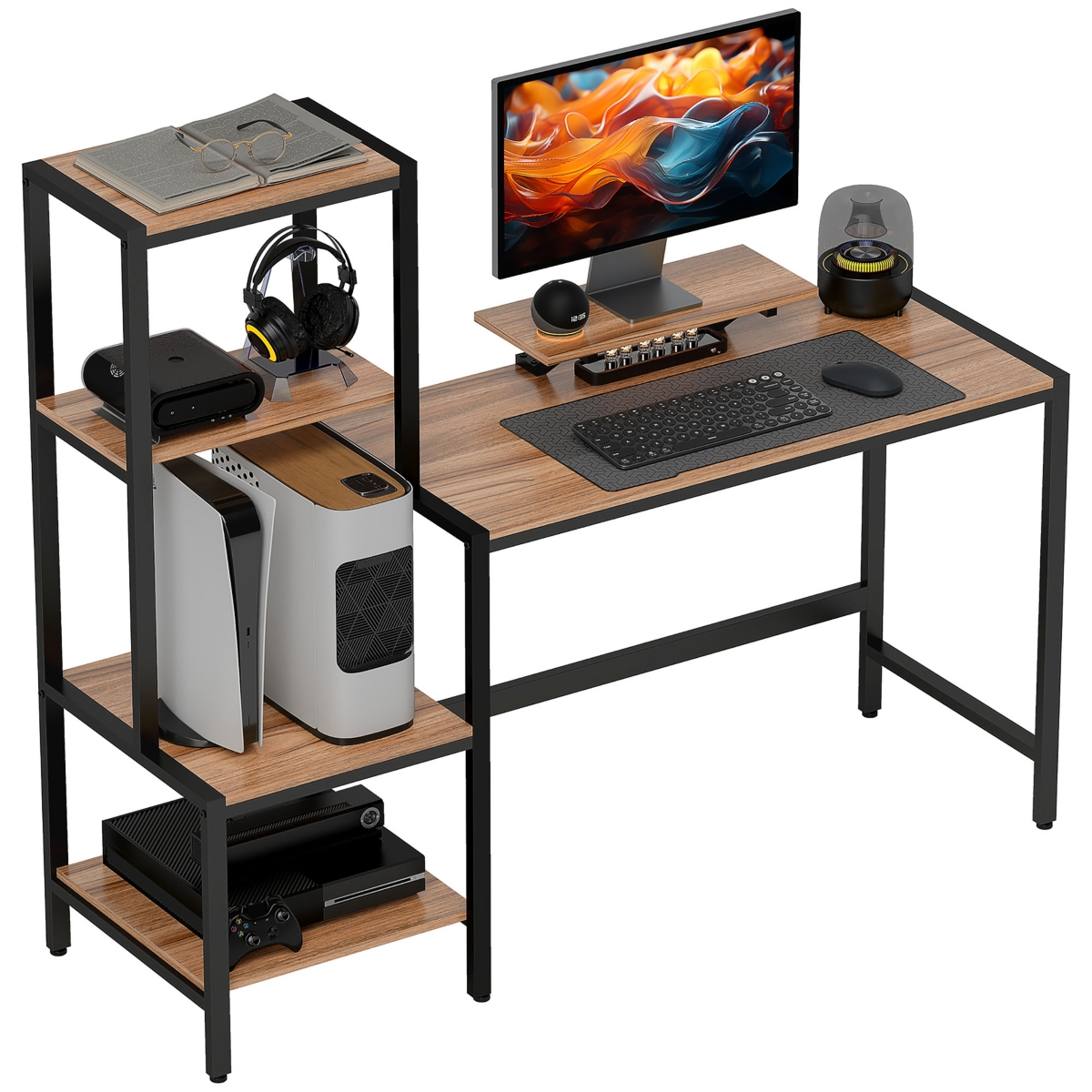 Click here for Homcom Computer Desk with Monitor Sd 4-Tier Shelf... prices