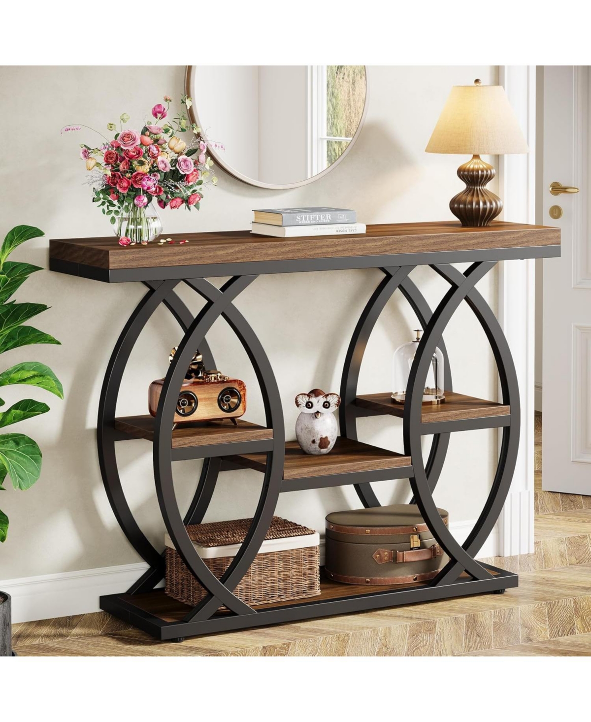 Click here for Tribesigns 39.4 Console Table  Industrial 4-Tier S... prices