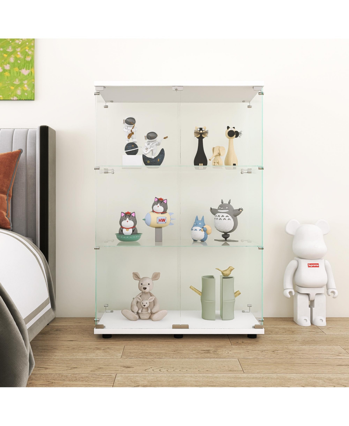 Click here for Lovmor Two-door Glass Display Cabinet 3 Shelves wi... prices
