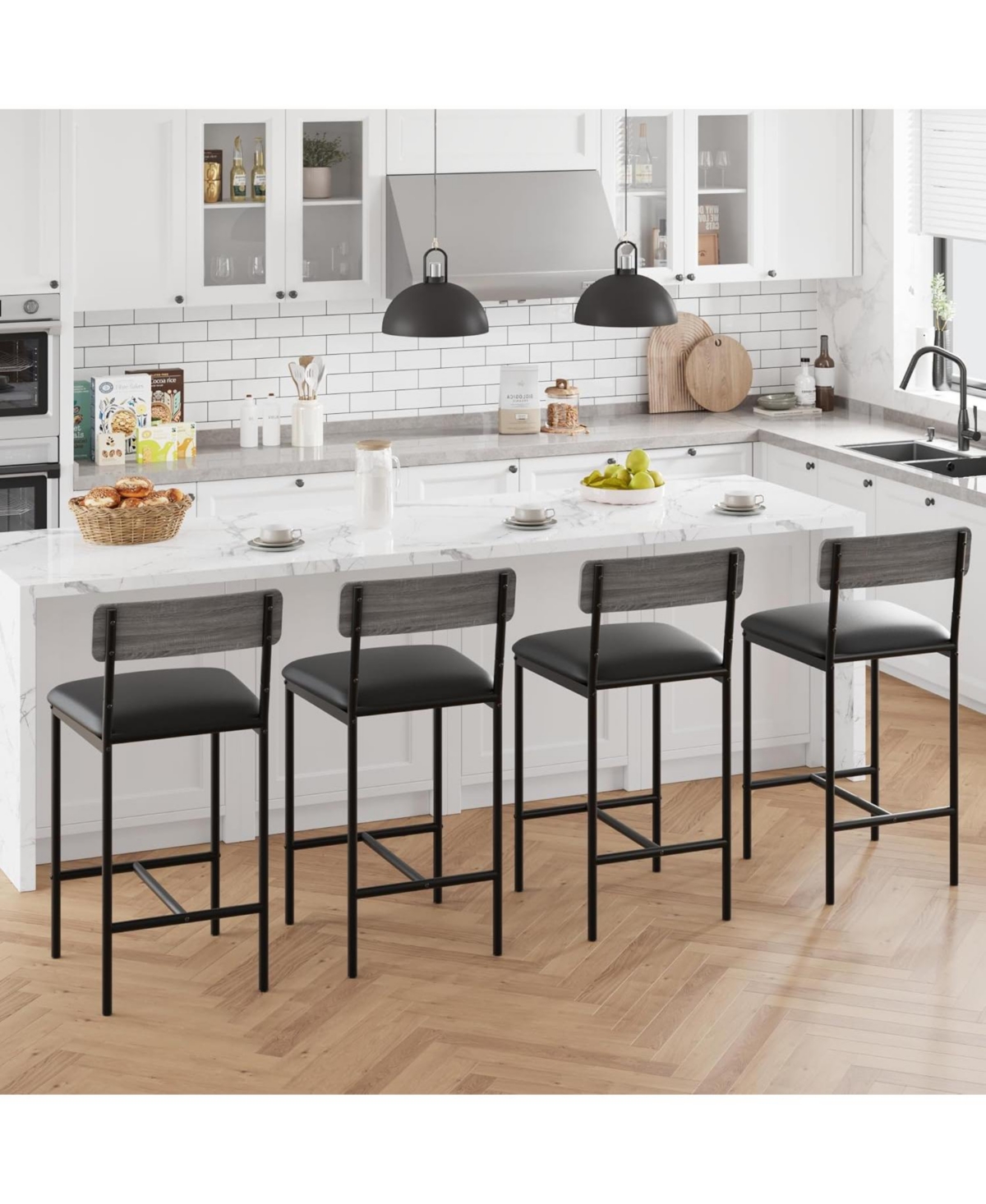 Click here for Bar Stools Set of 4  Upholstered Counter Height Ba... prices