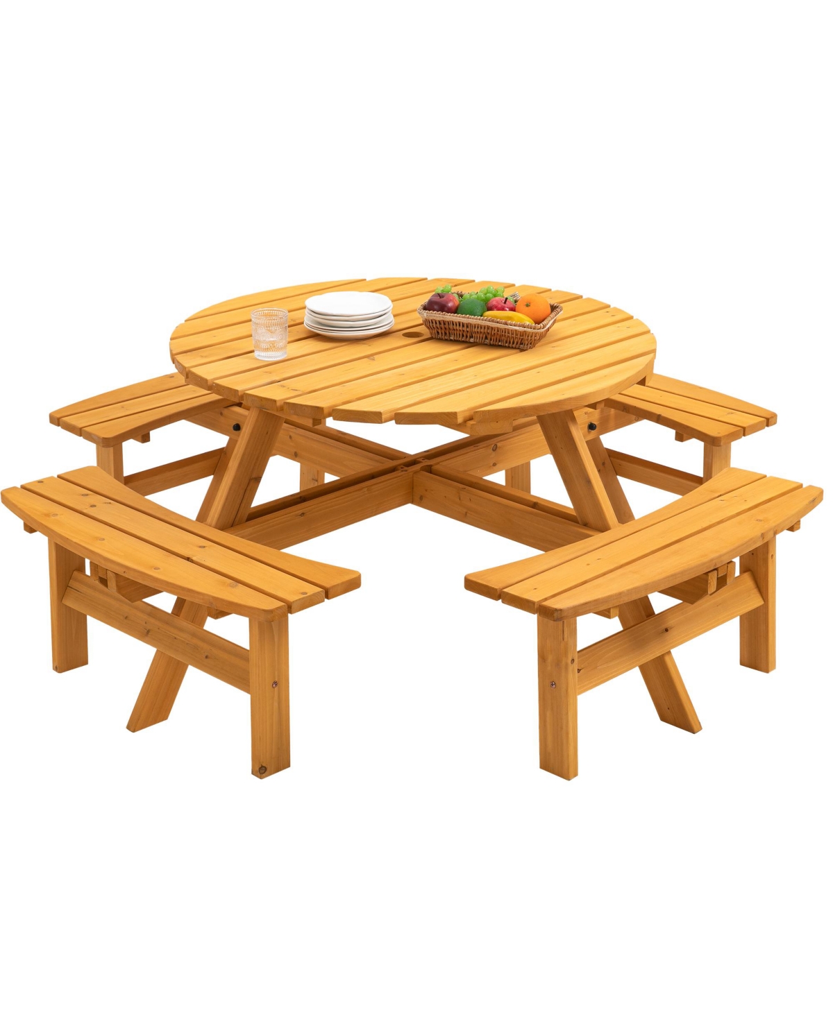 Click here for Slickblue 8-Person Wooden Picnic Table for Spaciou... prices