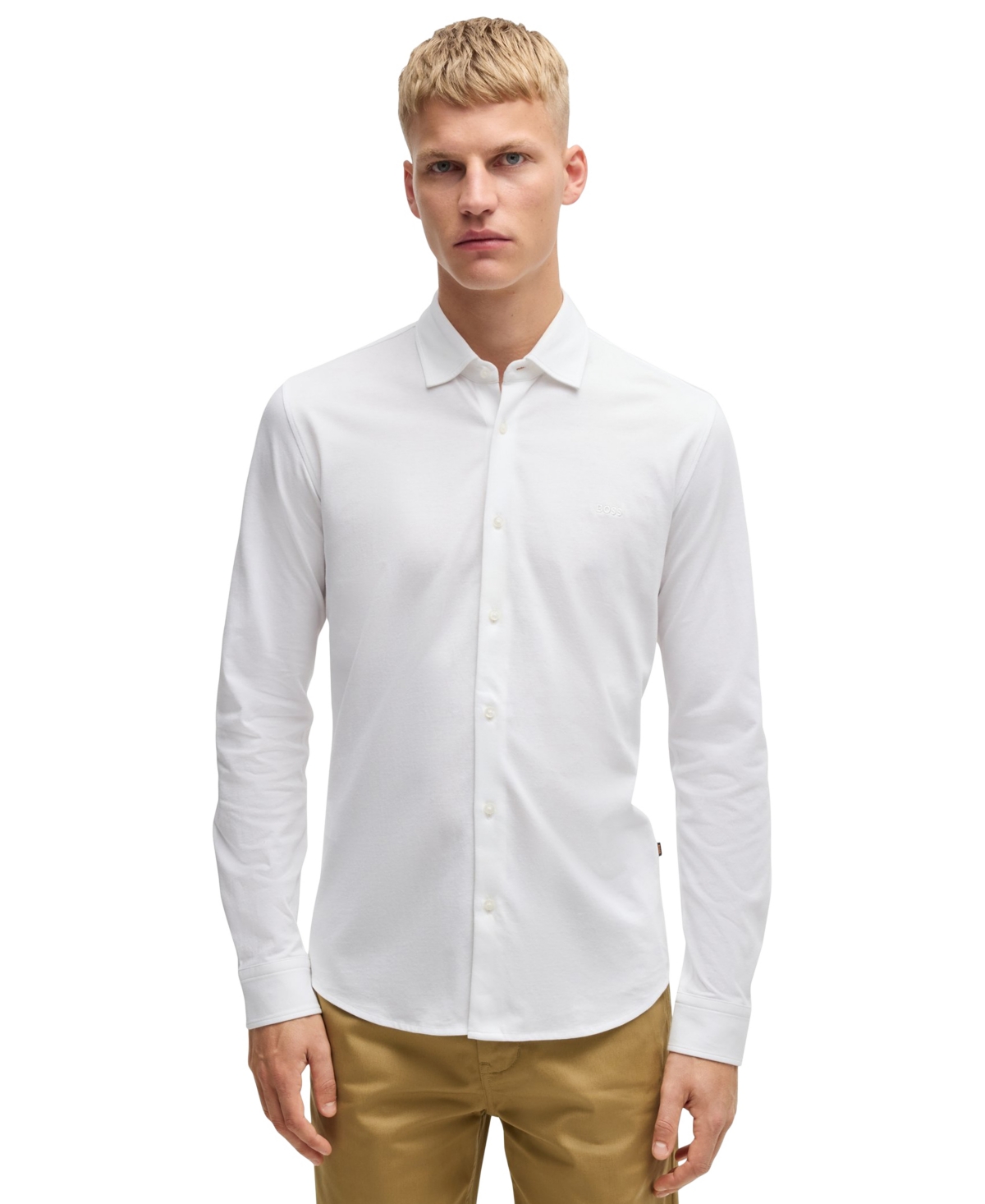 Click here for Boss by Hugo Boss Mens Melange Pique Slim-Fit Shir... prices