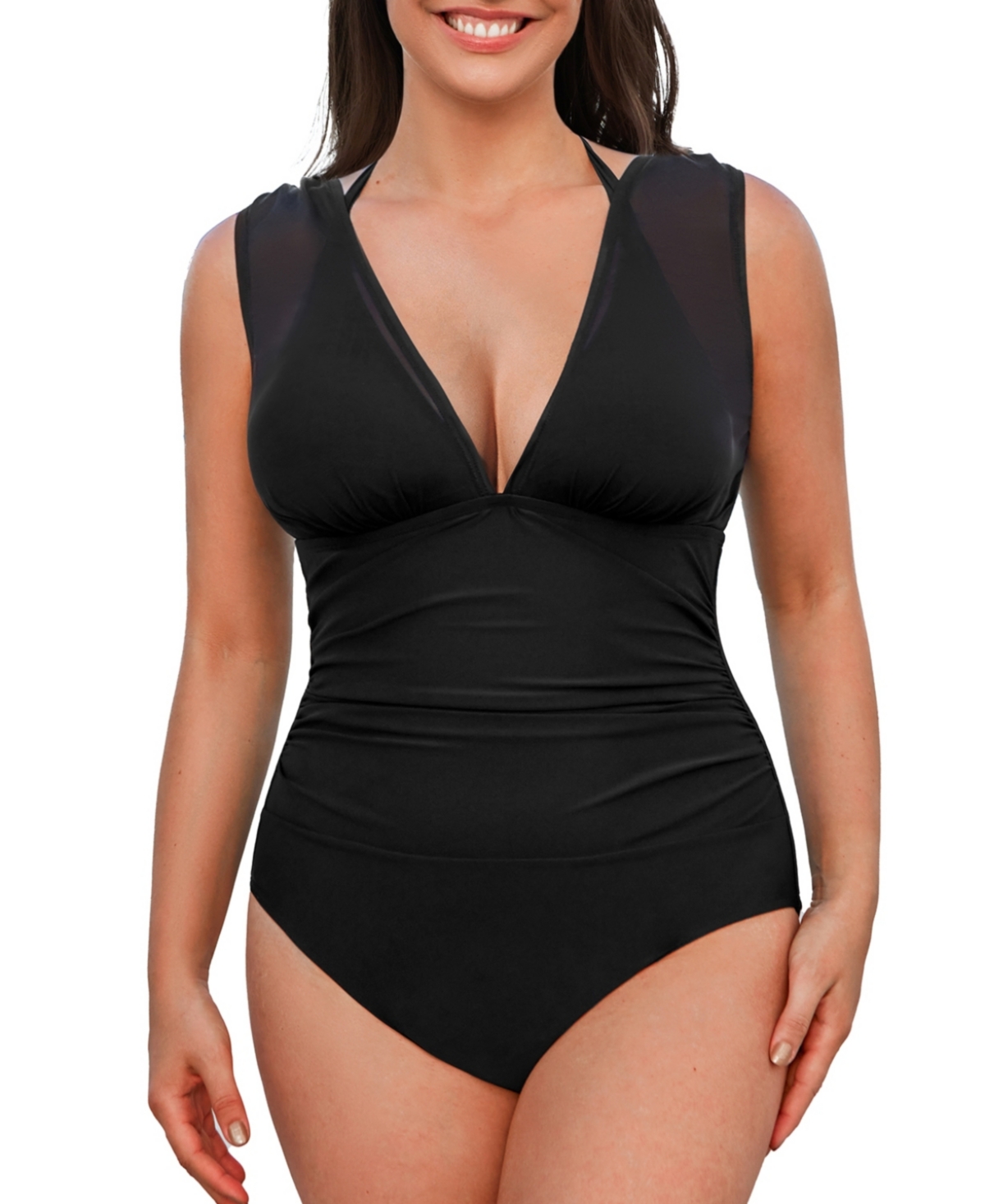 Click here for Cupshe Plus Size Mesh Halter Tummy Control with Re... prices