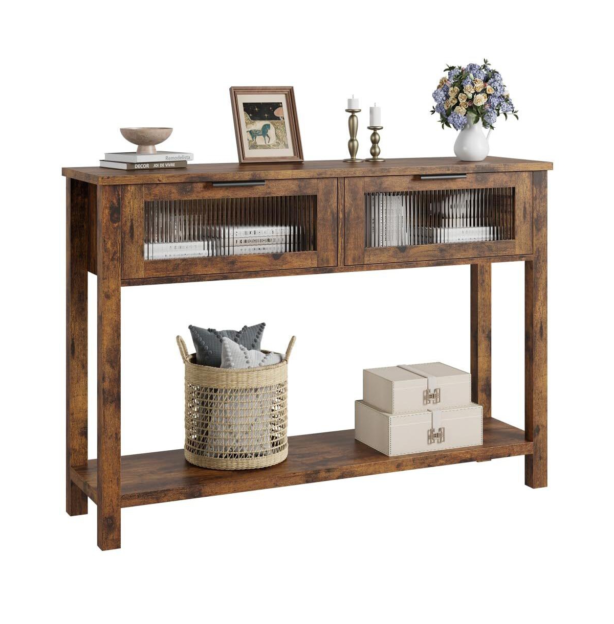 Click here for gaomon 43 Narrow Console Table with Glass Drawers... prices