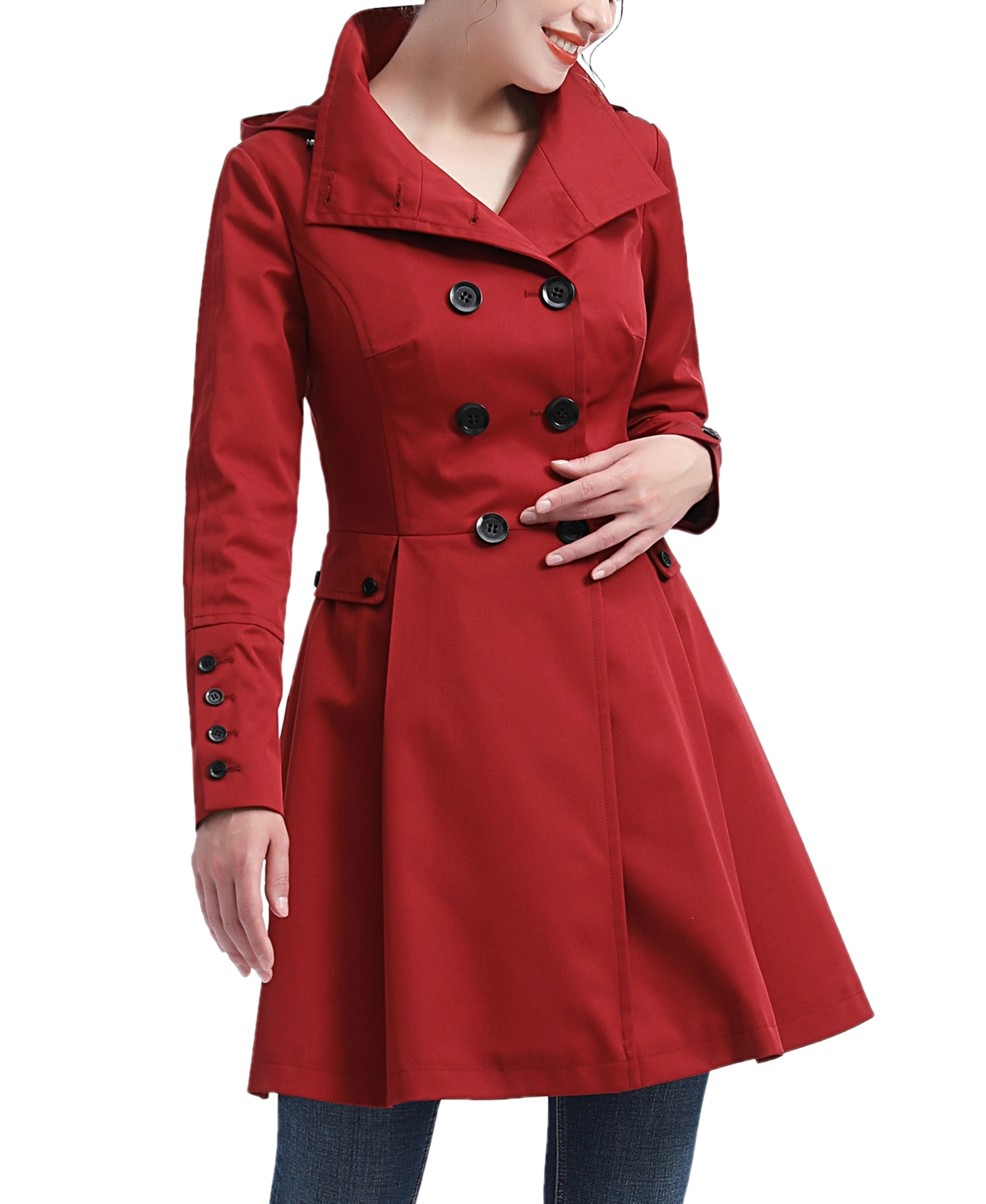 Click here for kimi + kai Womens Adele Hooded Trench Coat - Red prices