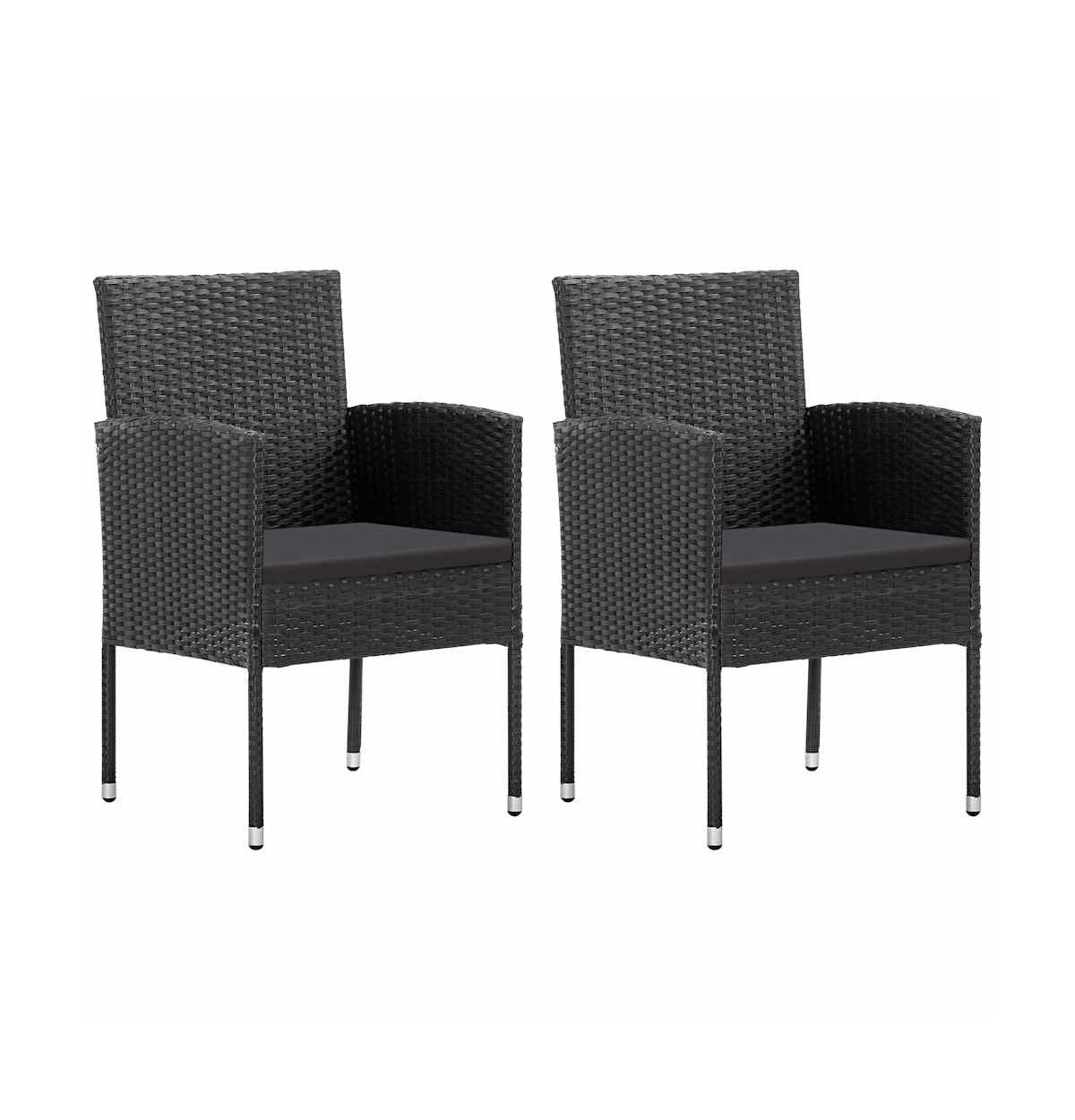 Click here for Patio Chairs with Black Cushions 2 pcs Black Poly... prices