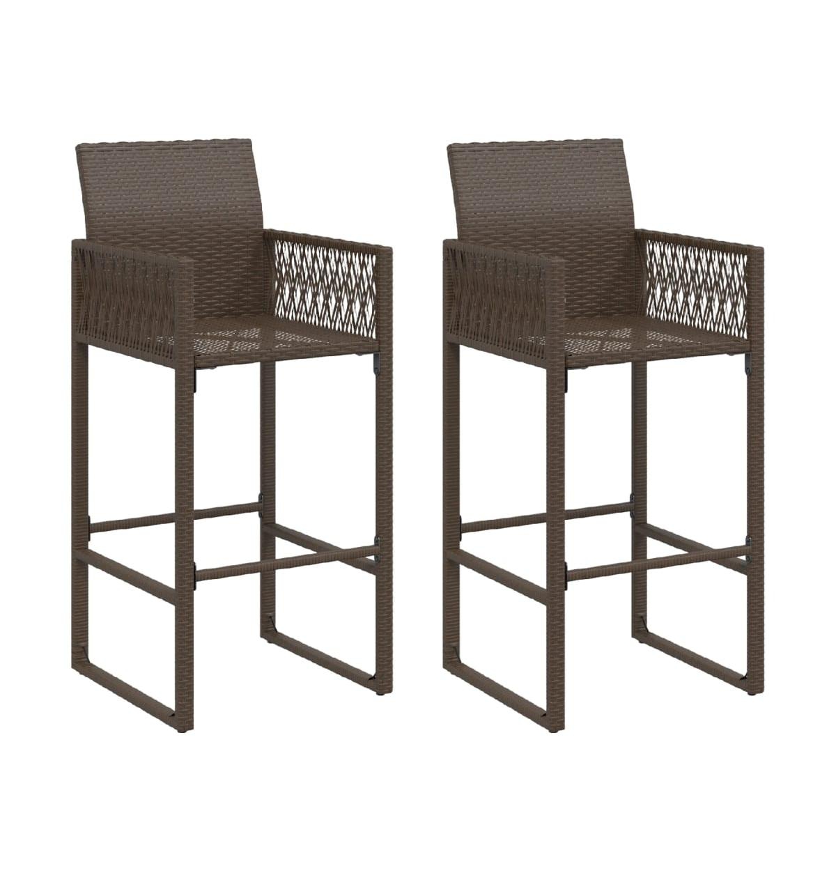 Click here for Patio Bar Stools 2 pcs Brown Poly Rattan - Brown prices