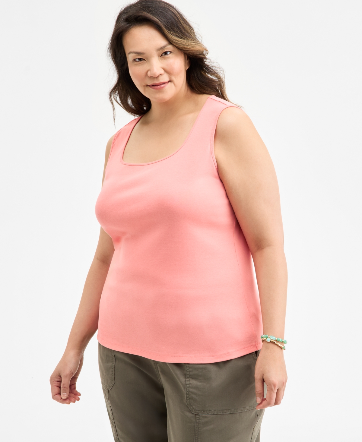 Click here for Style & Co Plus Size Cotton Square-Neck Tank Top... prices