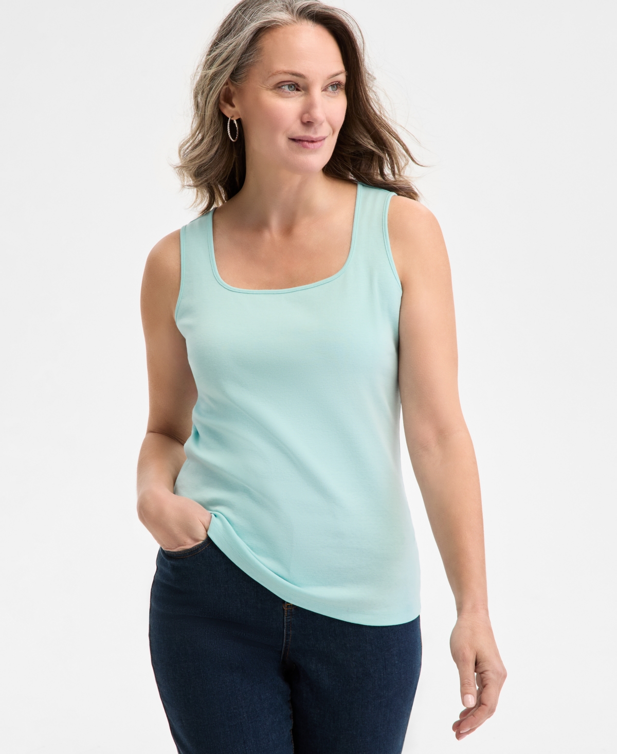 Click here for Style & Co Plus Size Cotton Square-Neck Tank Top... prices