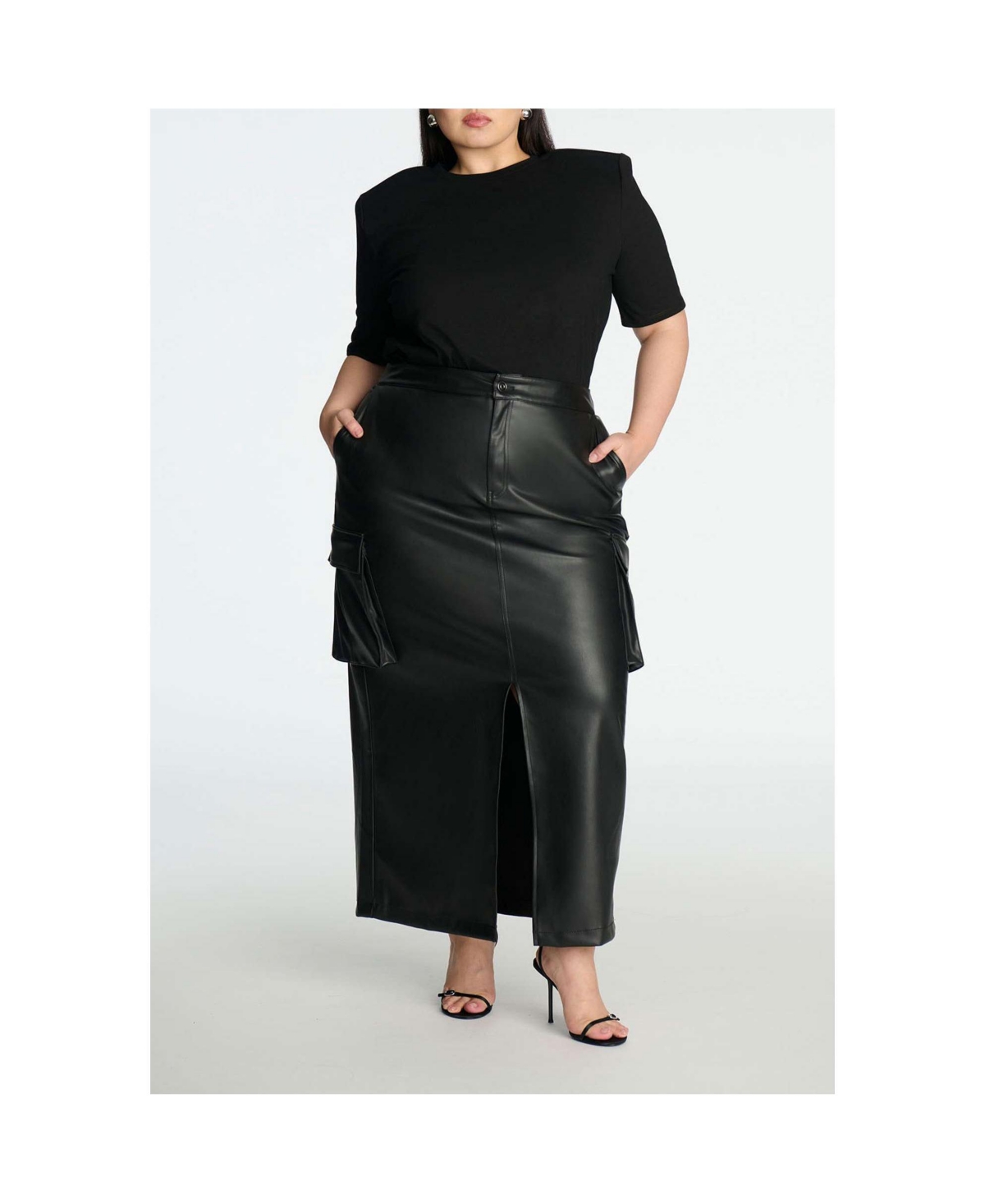 Click here for Eloquii Womens Plus Size Maxi Cargo Faux Leather S... prices