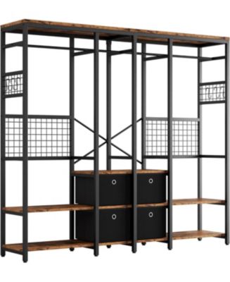 IRONCK Garment Racks with Shelves 4 Drawers Heavy Duty Closet Organizer ...