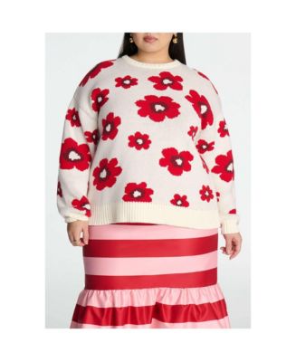 ELOQUII Women's Plus Size X Kate Spade New York Floral Relaxed Sweater ...
