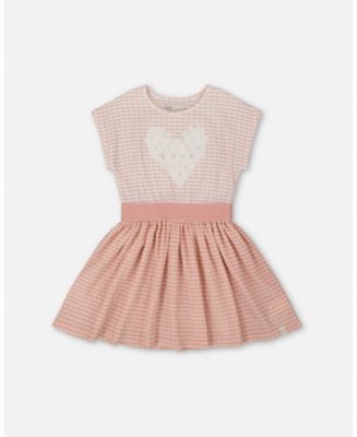Deux par Deux Big Girls Crinkle Dress With Applique Light Old Pink - Macy's