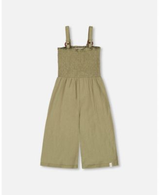 Deux par Deux Big Girls Smocked Crinkle Jersey Jumpsuit Olive Green ...