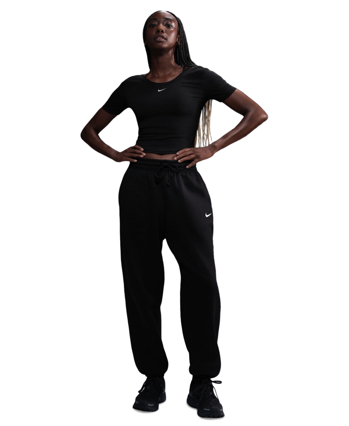 Nike Sportswear Womens Phoenix Fleece High-Rise Oversized Sweatpants - Black